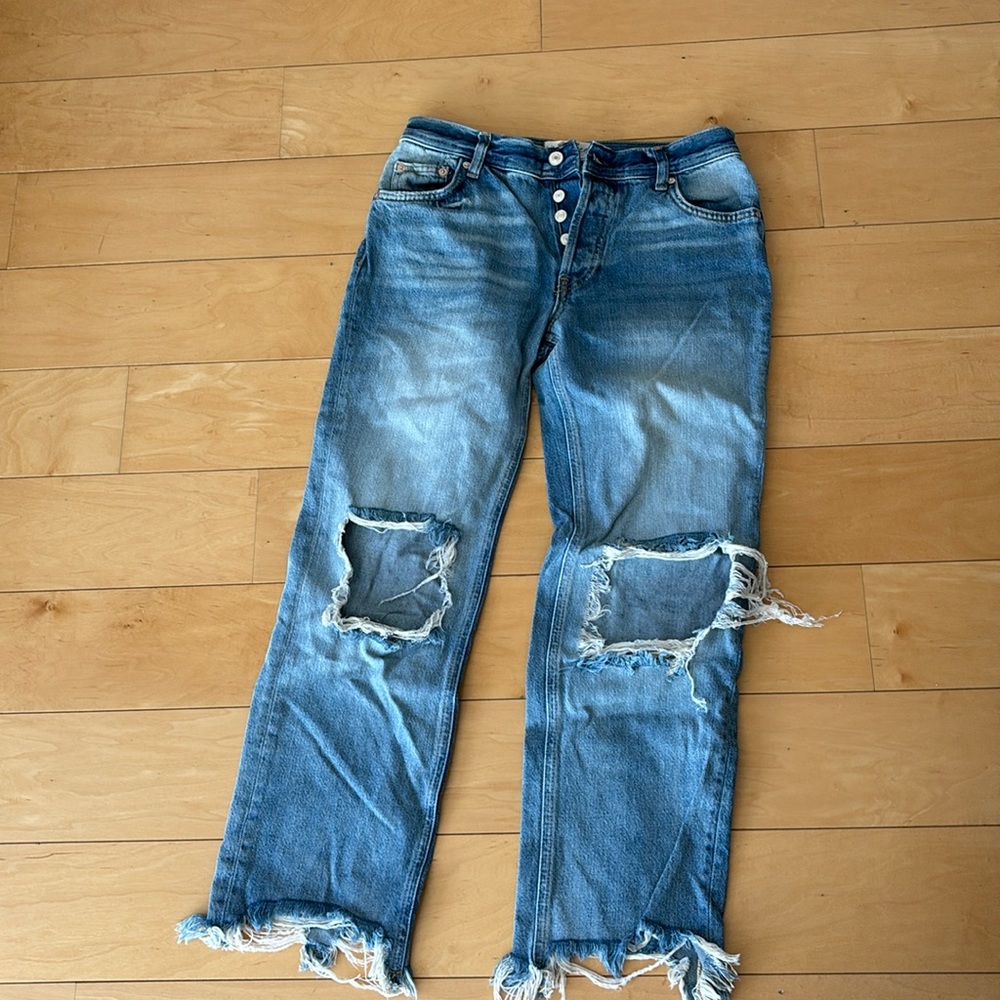 Free People Low Rise We The Free Ripped Jeans - Gem